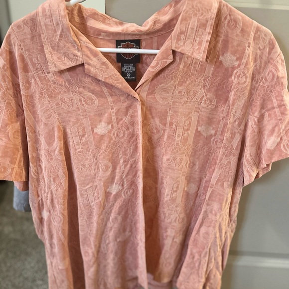 Harley-Davidson | Tops | Harleydavidson Womens Light Pink Button Down ...